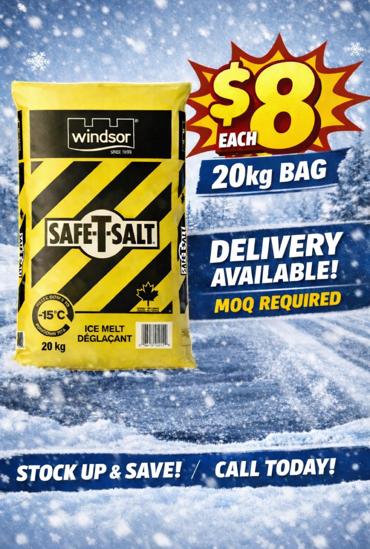 Windsor Outdoor Snow Salt and Ice Rock Salt / Safe-T-Salt 20 kg (56 Ba ...